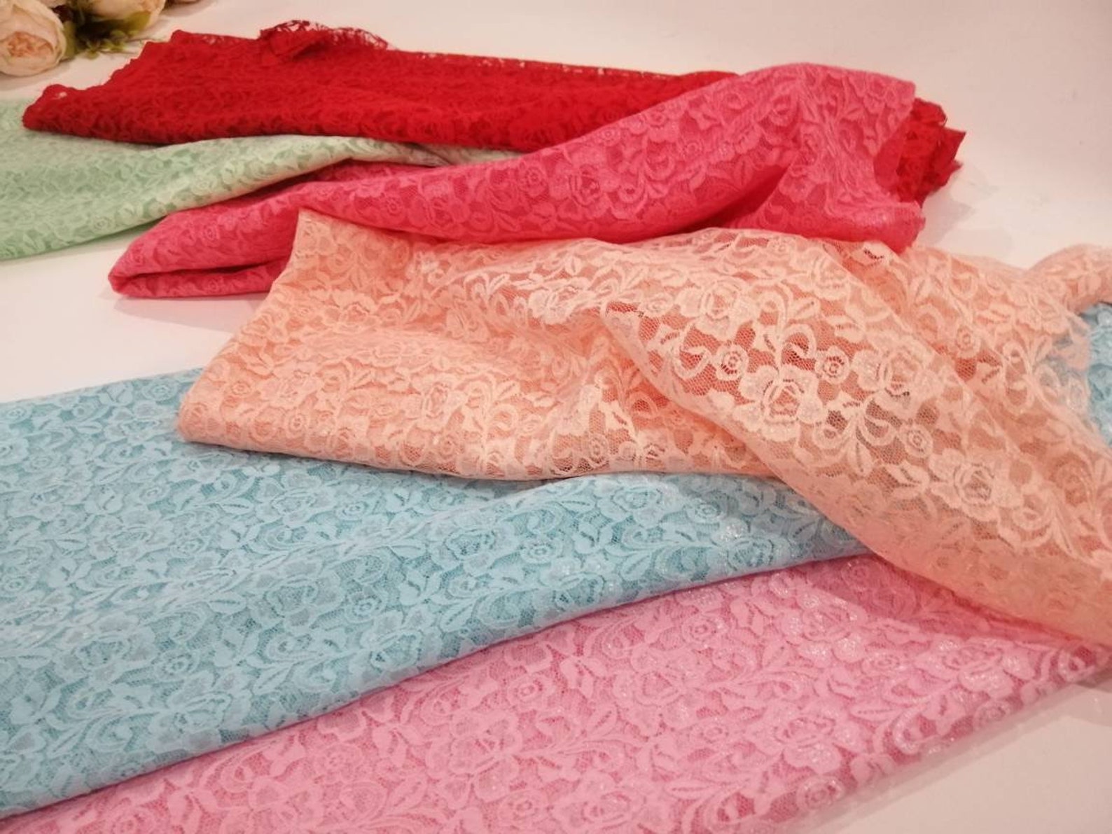 Encaje de tela 6 colores Tela de encaje para coser vestidos de - Etsy ...