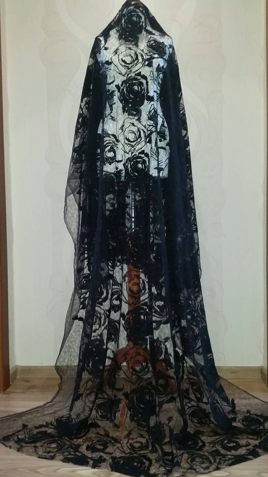 Black Embroidery Rose Lace Rose Lace Fabric Black Wedding Lace | Etsy