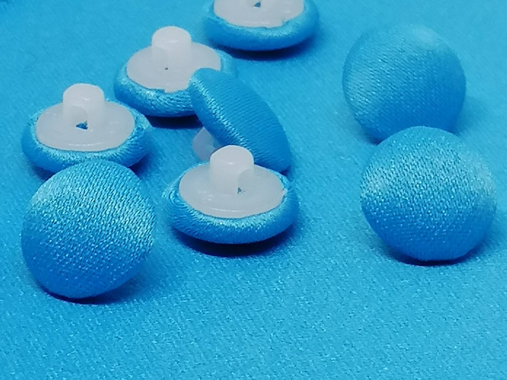 Blue Satin Buttons Bridal Blue Buttons Satin Buttons for | Etsy