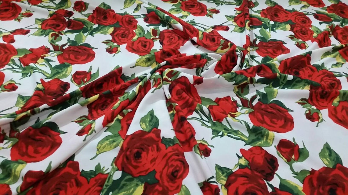 Soft Printed Rose Chiffon Fabric Print Chiffon Flowers Colors | Etsy