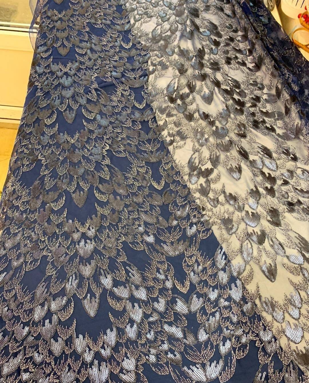 3 Farben Stoff Pailletten Spitze Stoff Federn Fenix Stickerei | Etsy