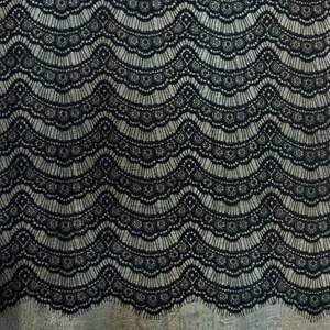 Black Lace Fabric Black Embroidered Lace Black Chantilly Lace Black ...