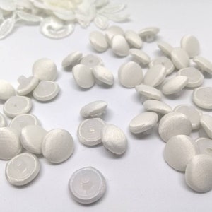 100 Pieces Bridal Ivory Button Fabric Button Satin Fabric Cover Button ...