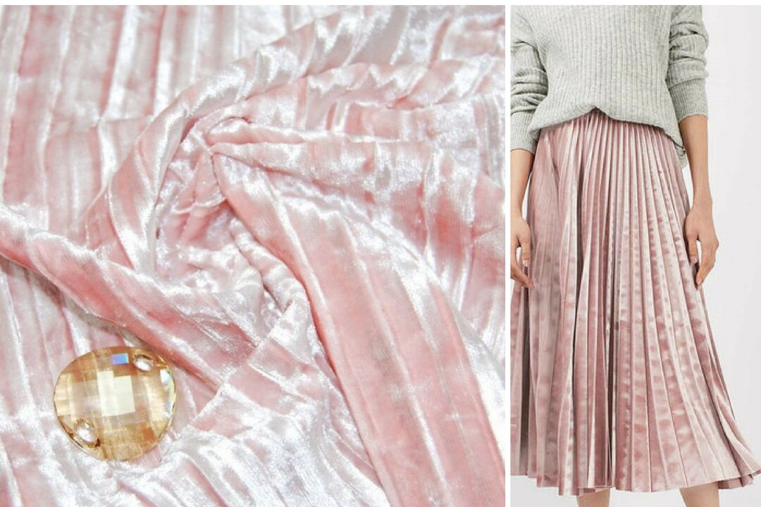 Light Pink Large Pleated Velvet Stretch 59'' Wide by the 1 Meters ...