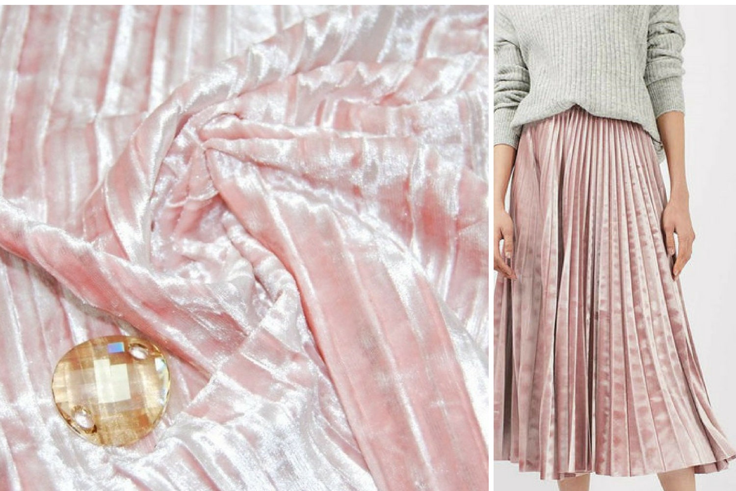 Light Pink Large Pleated Velvet Stretch 59'' Wide by - Etsy