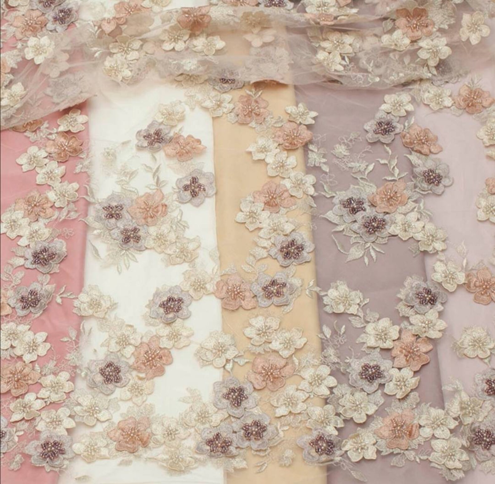 3d Lace Fabric 3d Bridal Lace Fabric Embroidered Pearl and - Etsy