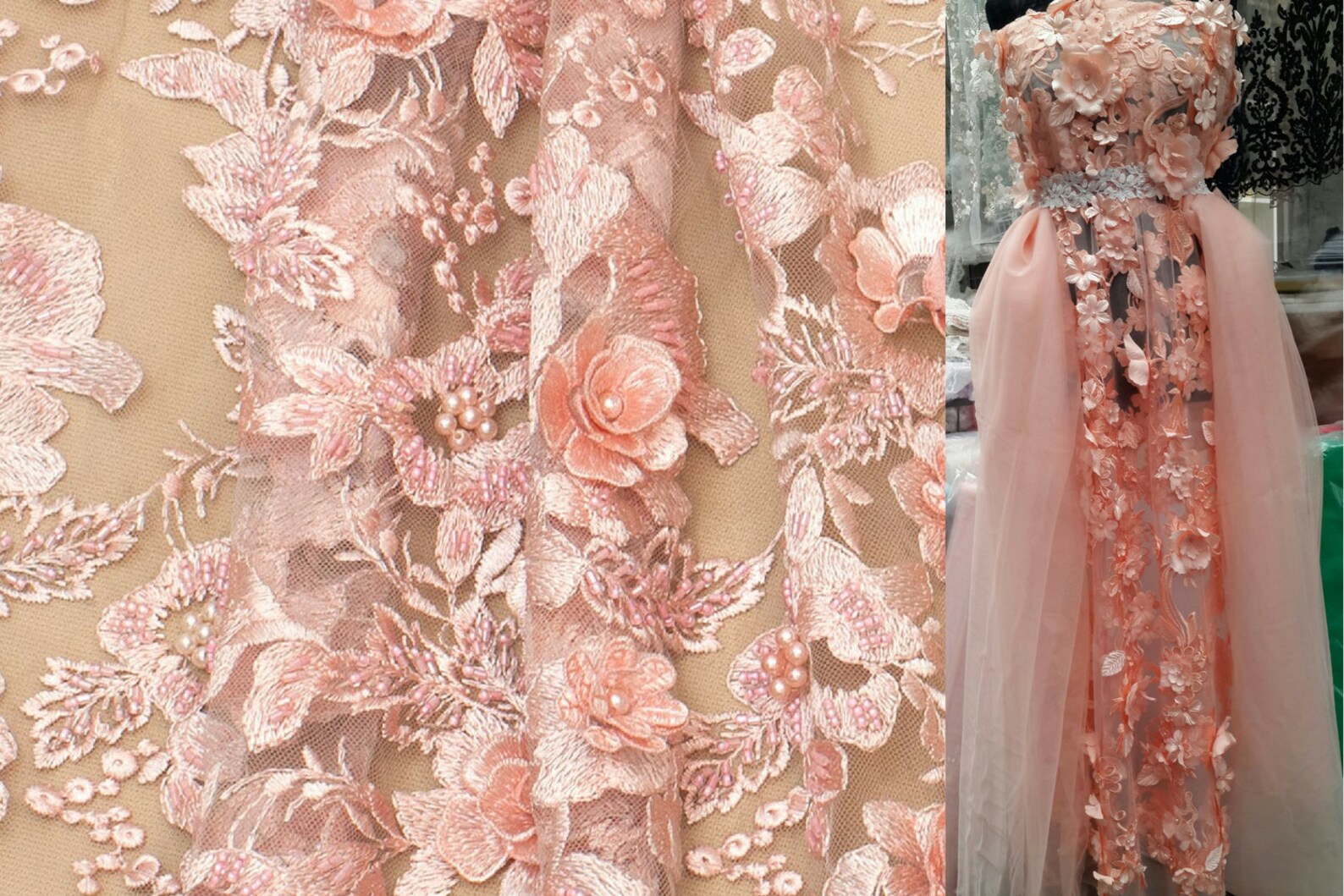 3 Colors Lace 3d Lace Mix Lace Embroidery Flower Lace, 3D Fabric Lace ...
