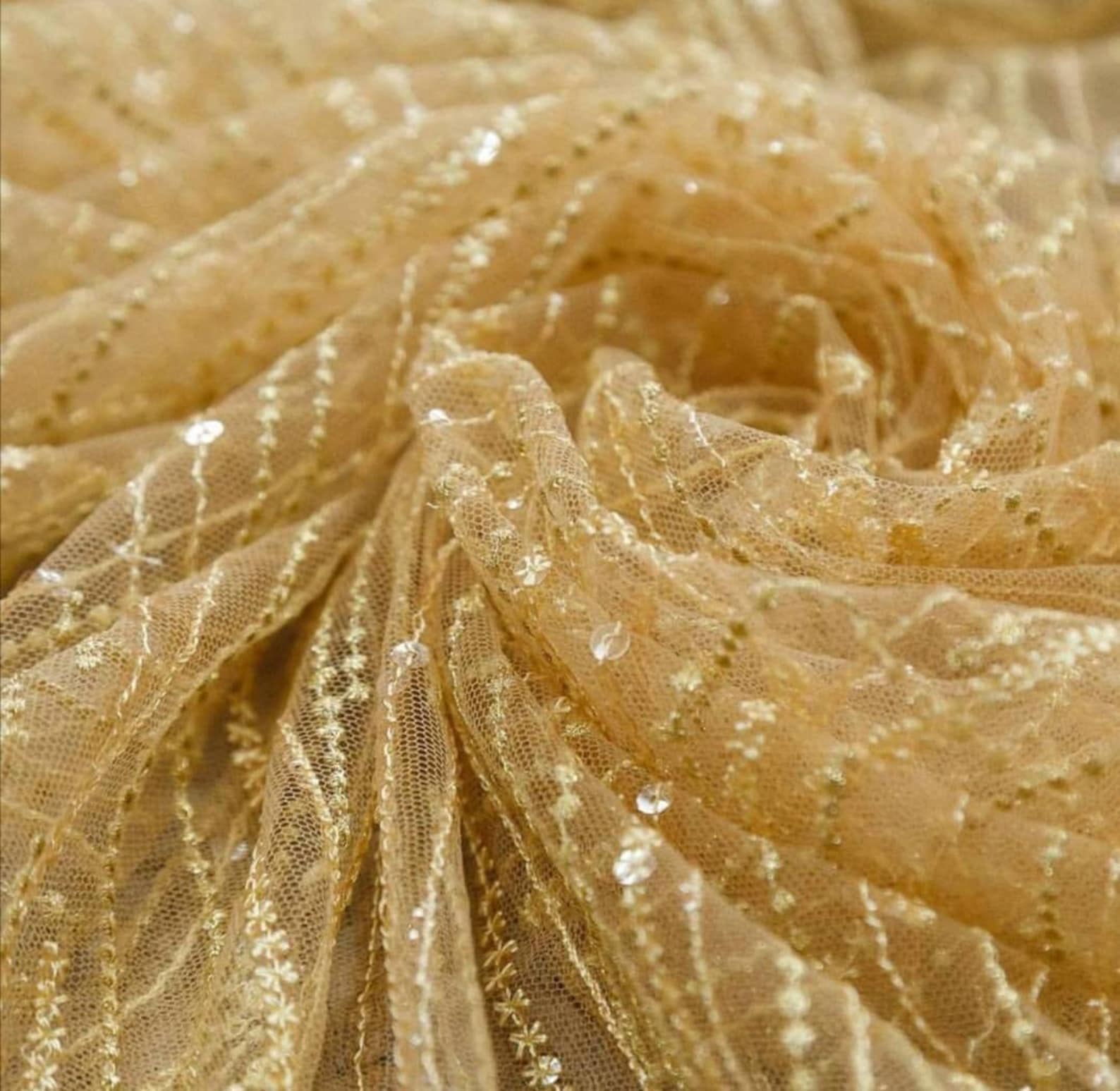 Gold Lace Fabric /sequin Lace Fabric for Evening Dress /golden - Etsy