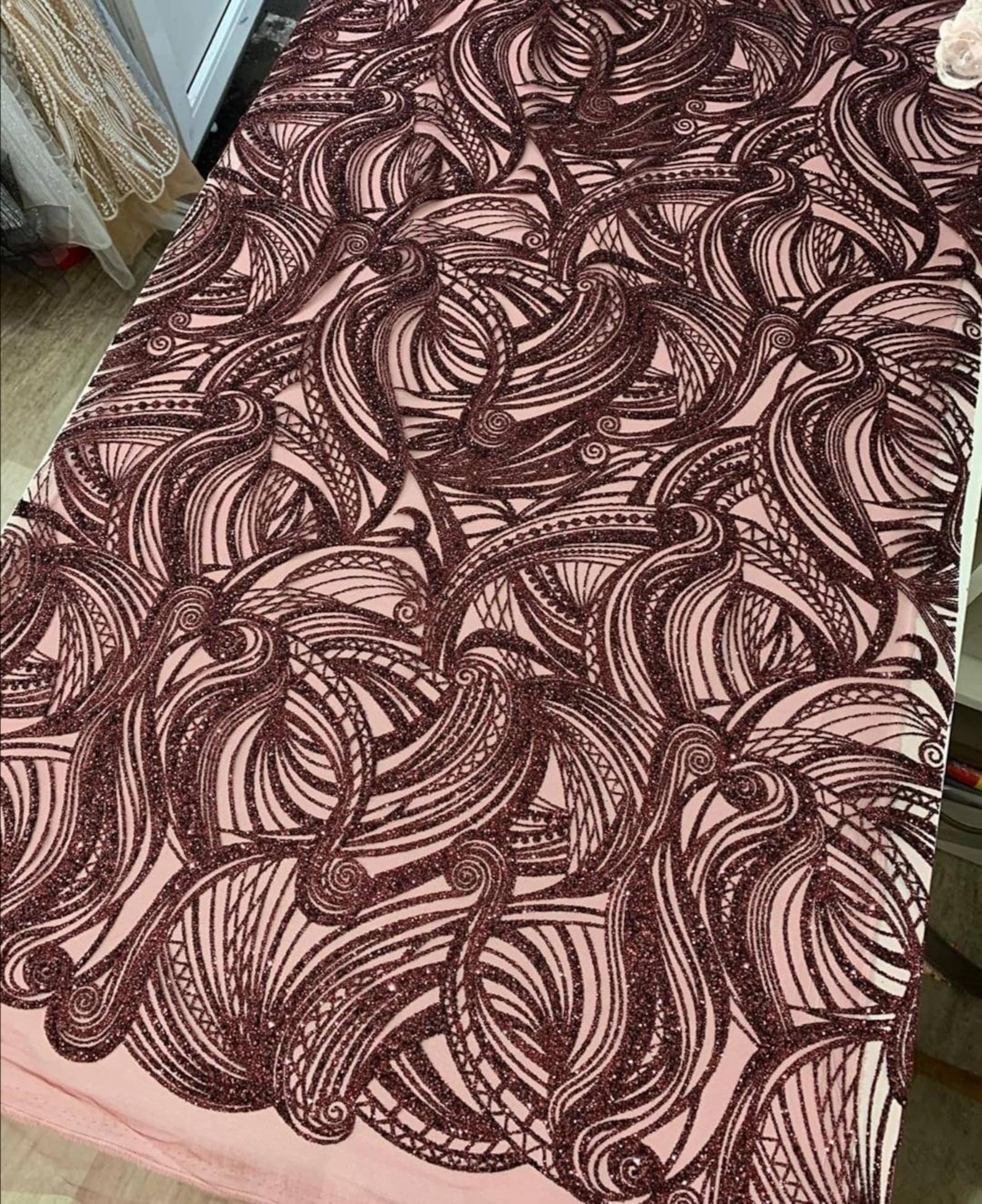 1 Yard Glitter Mesh Fabric Geometric Tulle Fabric Powder Lace - Etsy