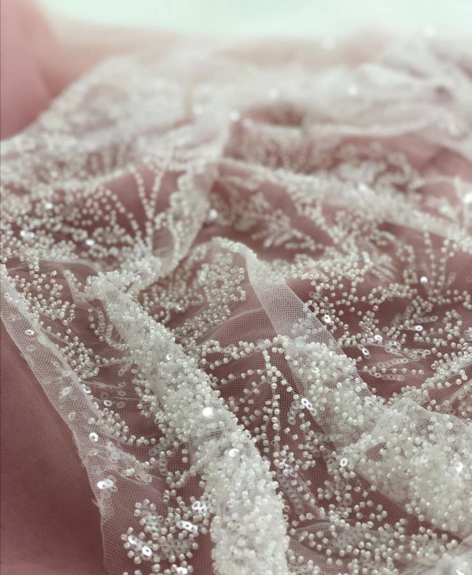 Ivory Beaded Bridal Lace Fabric Ivory Embroidered Lace Fabric - Etsy