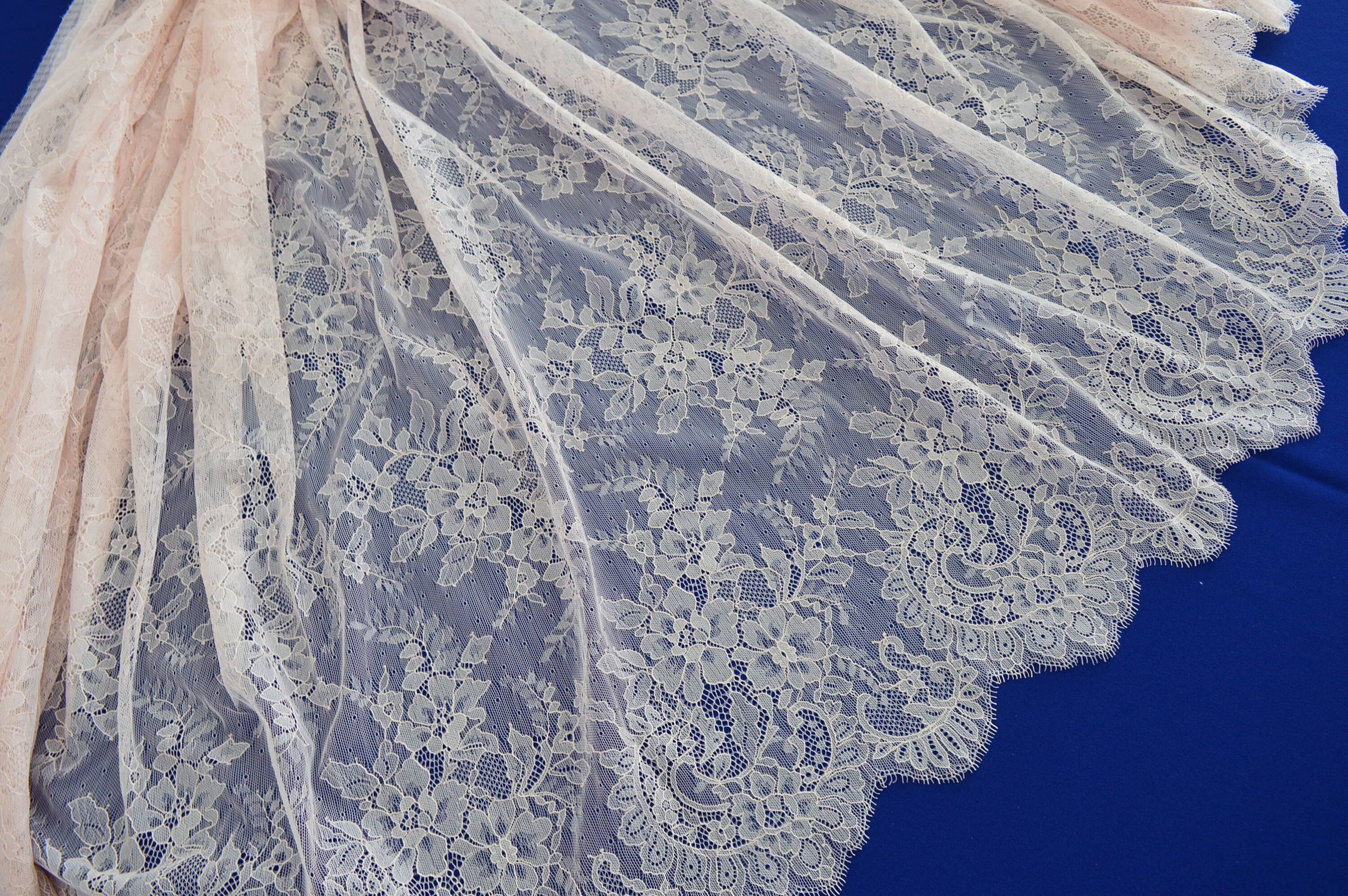 Pale mint lace fabric Peach Lace Сhantilly mint lace | Etsy