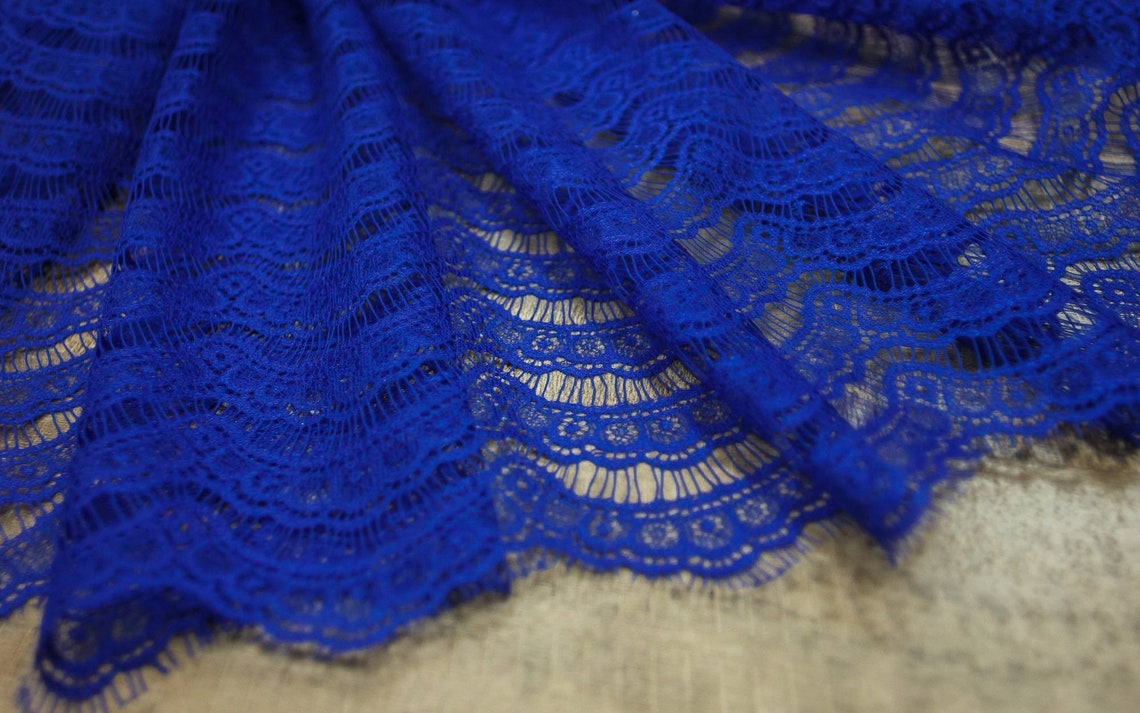 Royal Blue Lace Fabric Embroidered Lace Royal Blue Wedding | Etsy