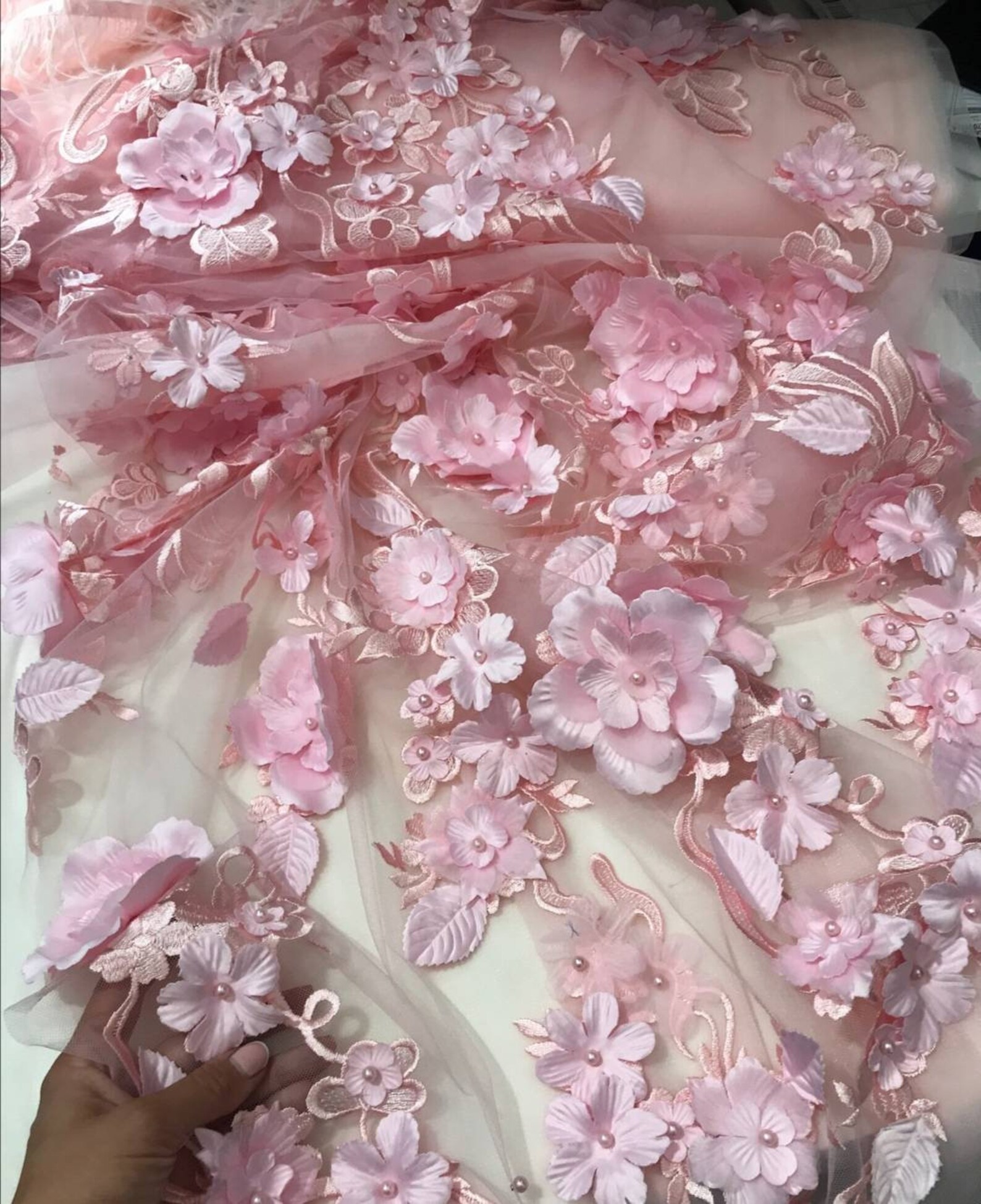 Pink Lace 3D Fabric Lace Pink Fabric Bridal Lace Pink Floral | Etsy