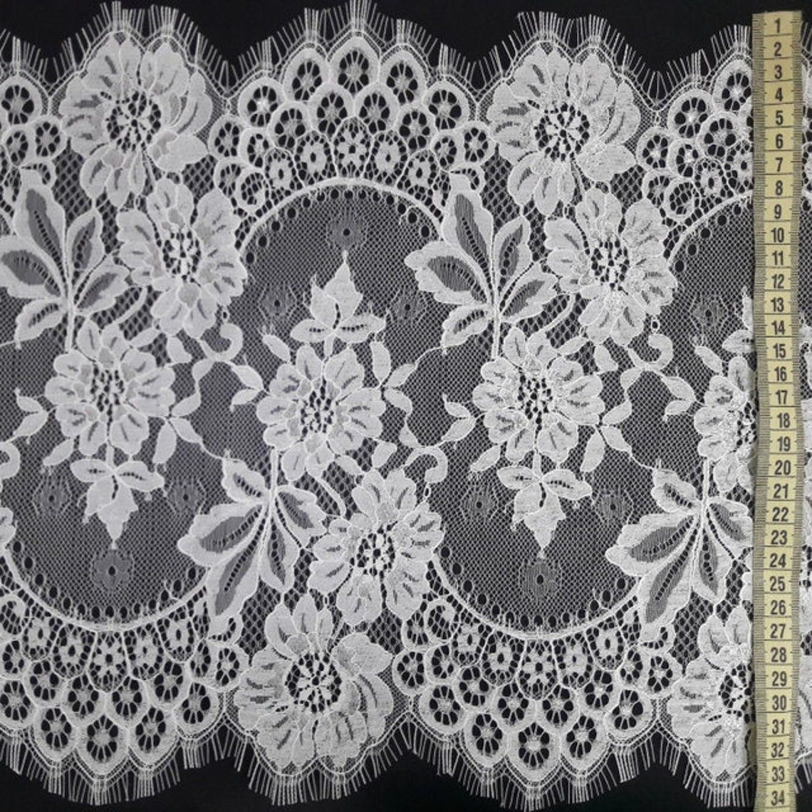 3 Meters White French Lace Fabric French Lace 34 Cm Wide by - Etsy