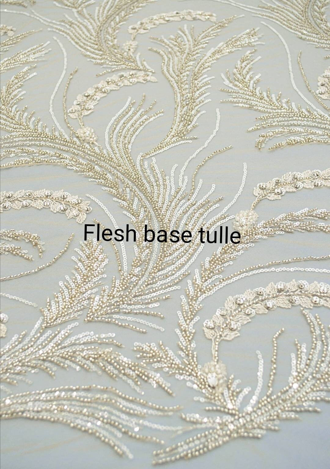 3d Ivory Embroidered Lace Fabric Embroidery Small Beads - Etsy