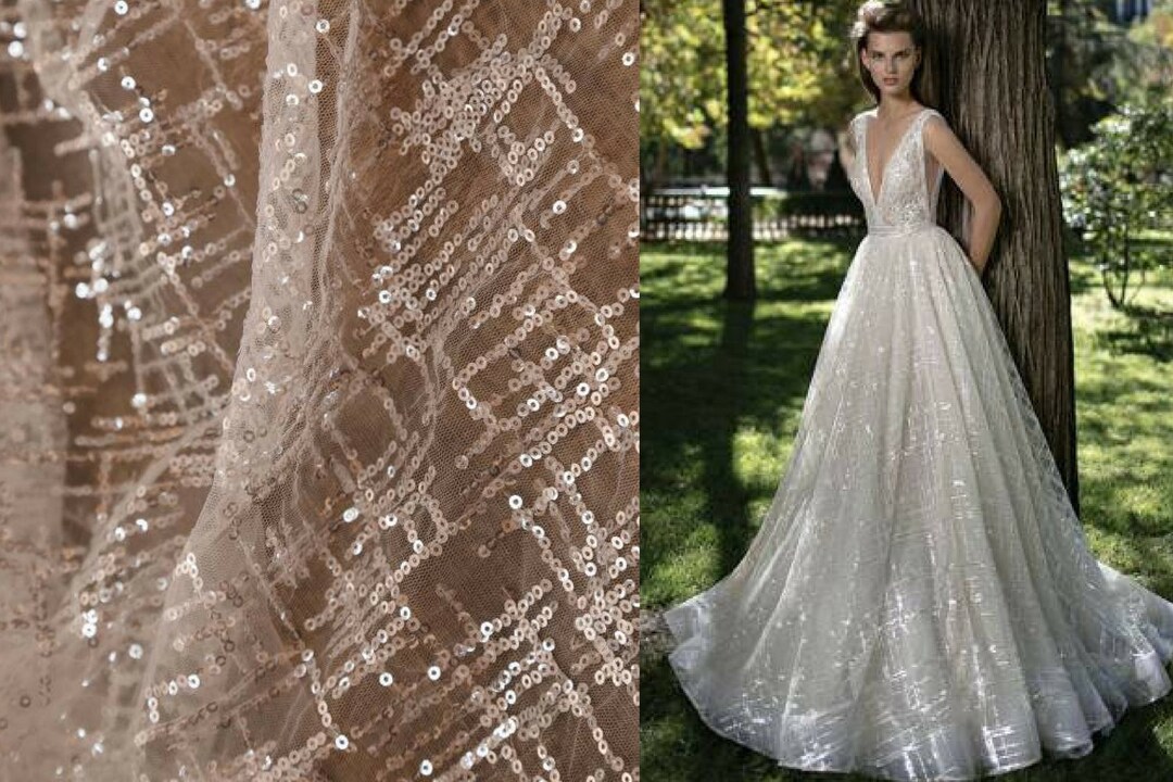 Off White Bridal Mesh off White Wedding Tulle Tulle Embroidered Sequins ...