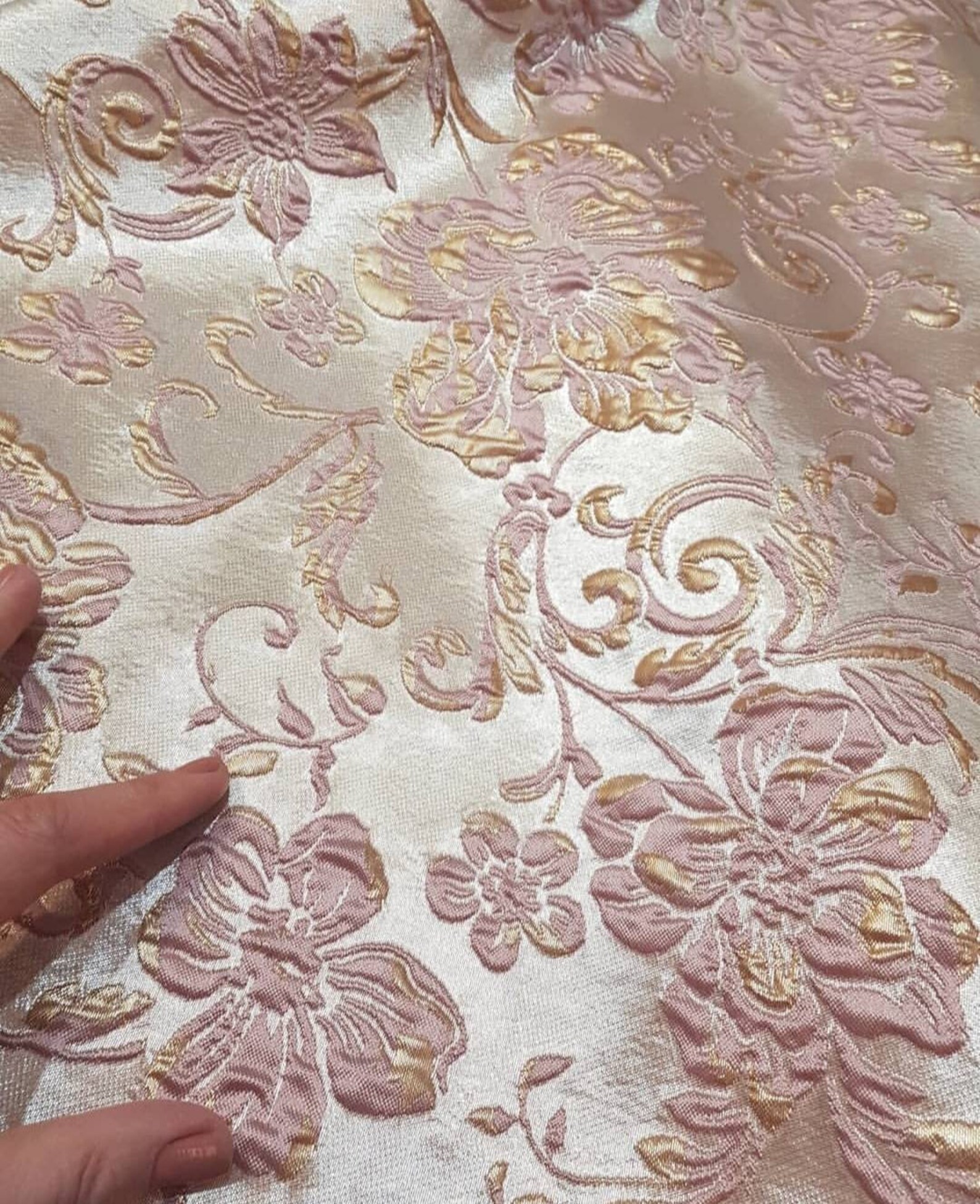 3d Flower Brocade jacquard fabric Powder Brocade jacquard | Etsy