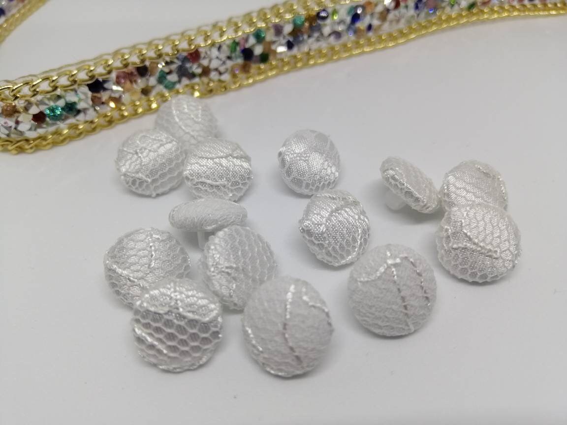 White Lace Satin Buttons Satin Covered Buttons Wedding - Etsy