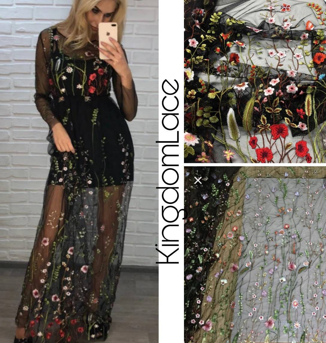 Luxury Embroidery Floral Mesh Fabric Designers Floral Lace - Etsy