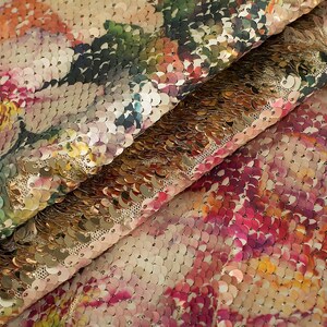 Floral Gold Shiny Sequins Mermaid Fish Scales Embroider on a 2way ...