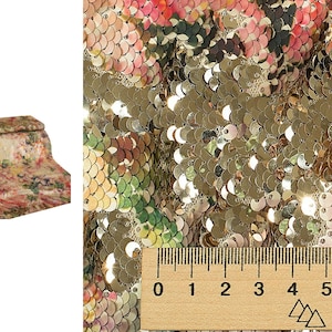 Floral Gold Shiny Sequins Mermaid Fish Scales Embroider on a 2way ...