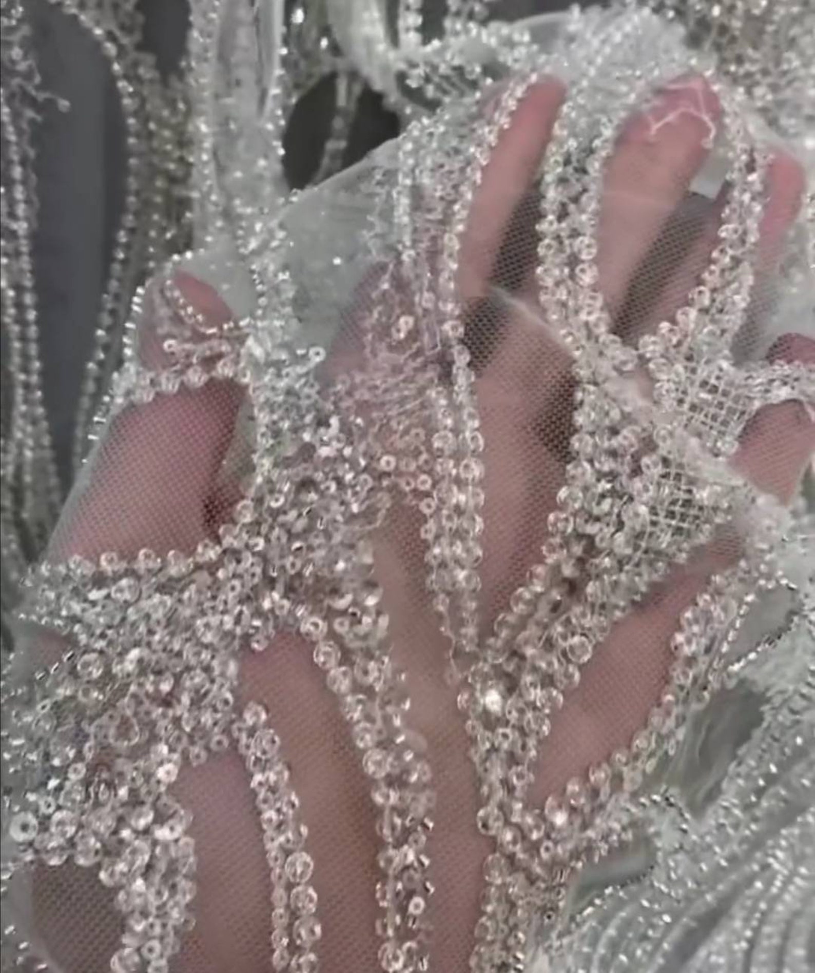 2021 Ivory Embroidery 3d Fabric Lace Geometric Beaded Fabric - Etsy