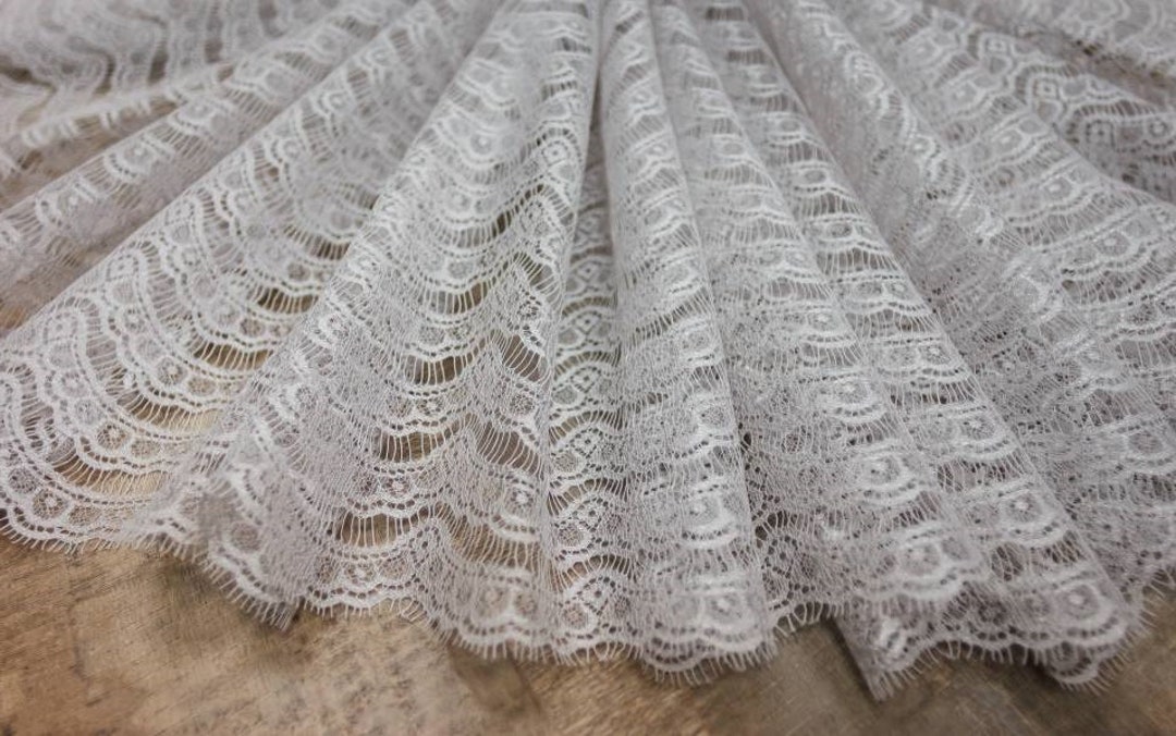 Light Gray Fabric Lace Light Gray French Lace Gray Lace Fabric by the ...