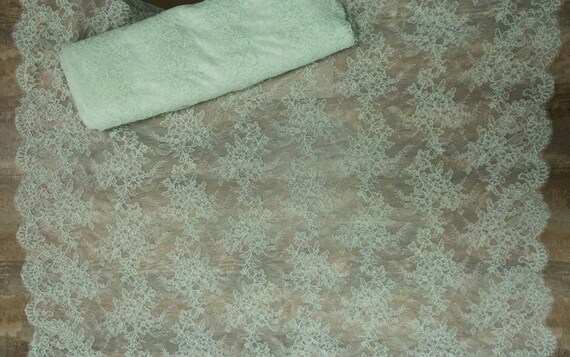 Mint bridal lace fabric Mint chantilly lace fabric Mint french | Etsy