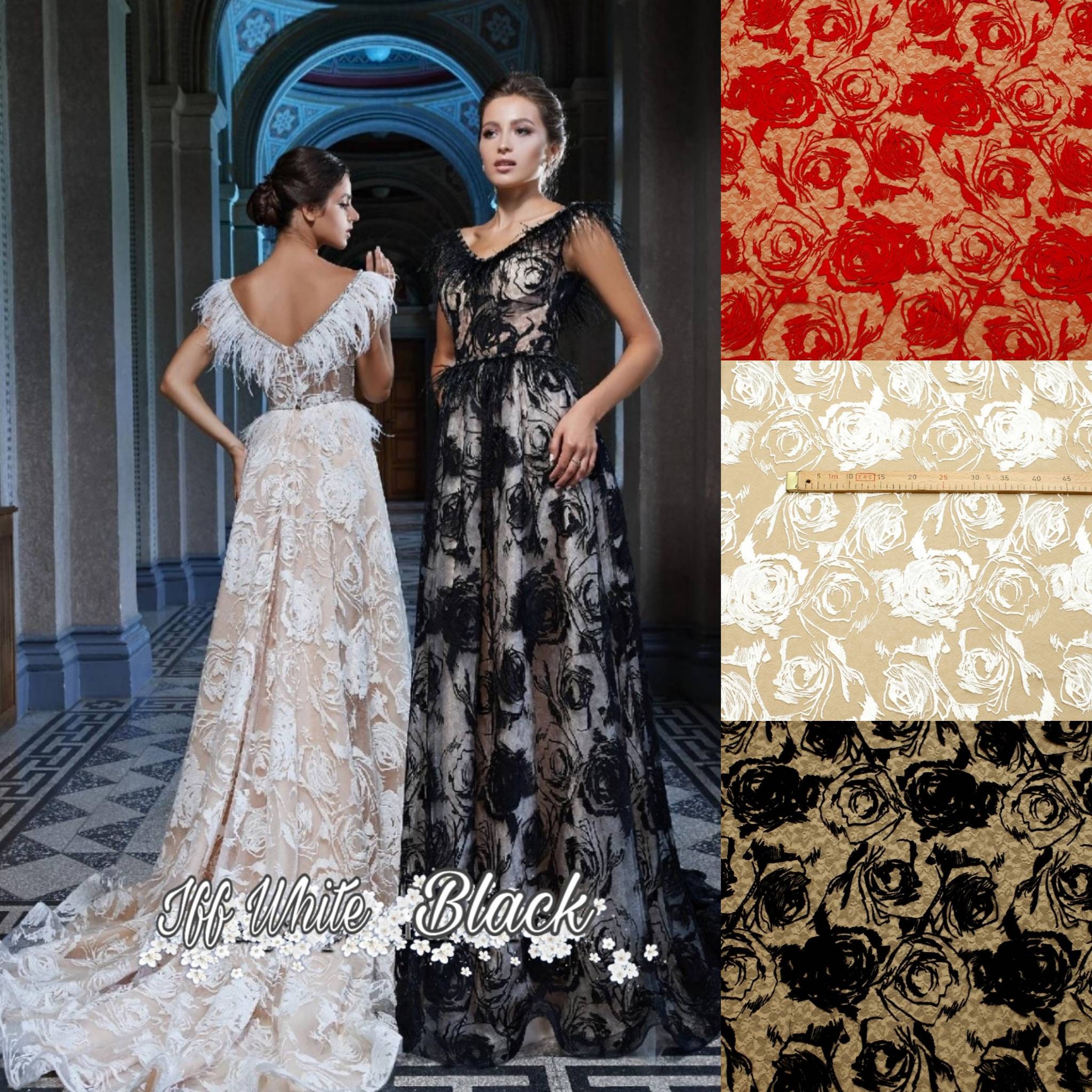 Black Embroidery Rose Lace Rose Lace Fabric Black Wedding Lace | Etsy