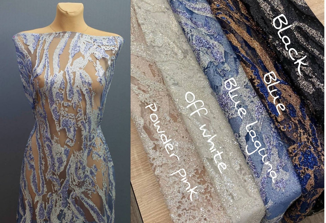 New Glitter Fabric Lace 5 Colors Glitter Sparkle Lace Fabric | Etsy