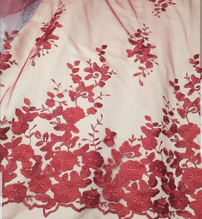Flowers Embroidered on a Tulle Fabric Evening Fabric Lace - Etsy