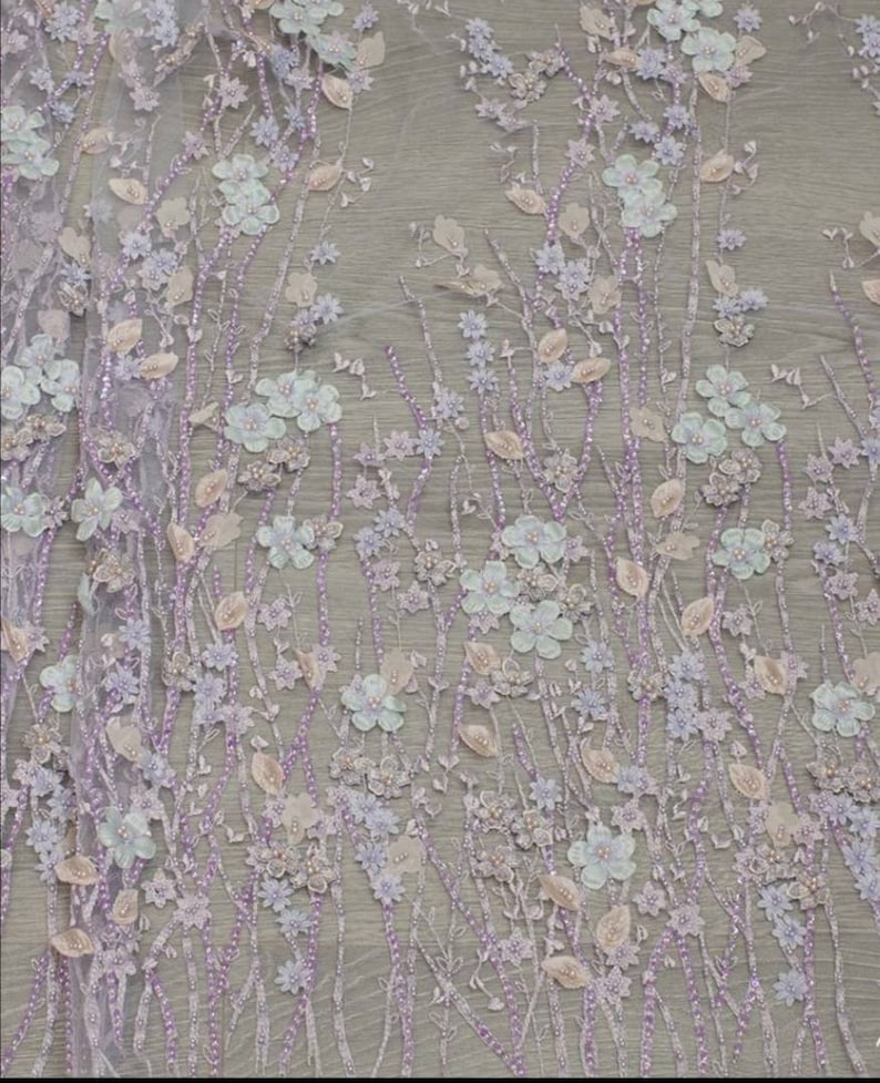 3d Lace Fabric 3d Powder Bridal Fabric 3d Beaded Lace Fabric - Etsy