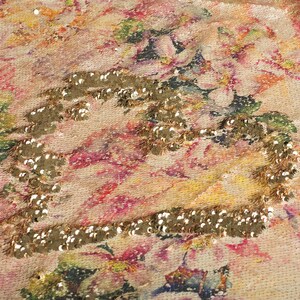 Floral Gold Shiny Sequins Mermaid Fish Scales Embroider on a 2way ...