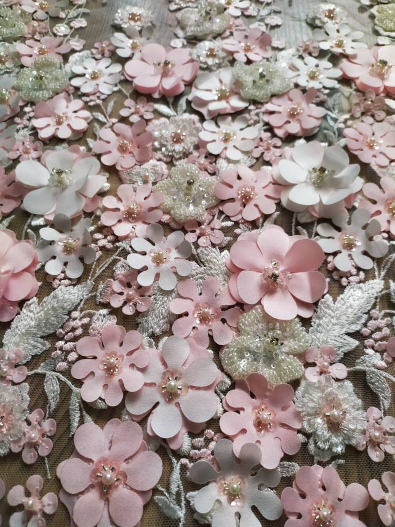 3d Lace Fabric 3d Embroidery Lace Top Quality 3d Flower Lace | Etsy