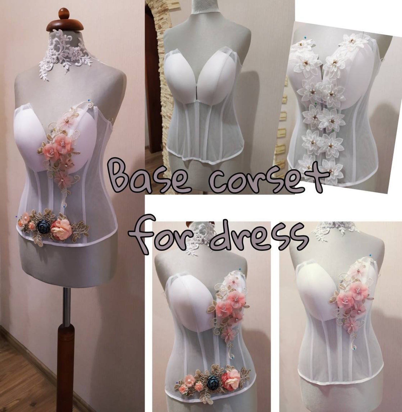 Tulle Separate transparent corset base for wedding dress | Etsy