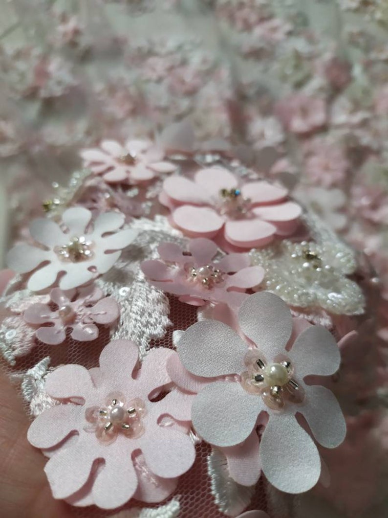 3d Lace Fabric 3d Embroidery Lace Top Quality 3d Flower Lace | Etsy