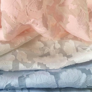 White Organza Jacquard Fabric / Bridal Floral Luxury Organza - Etsy
