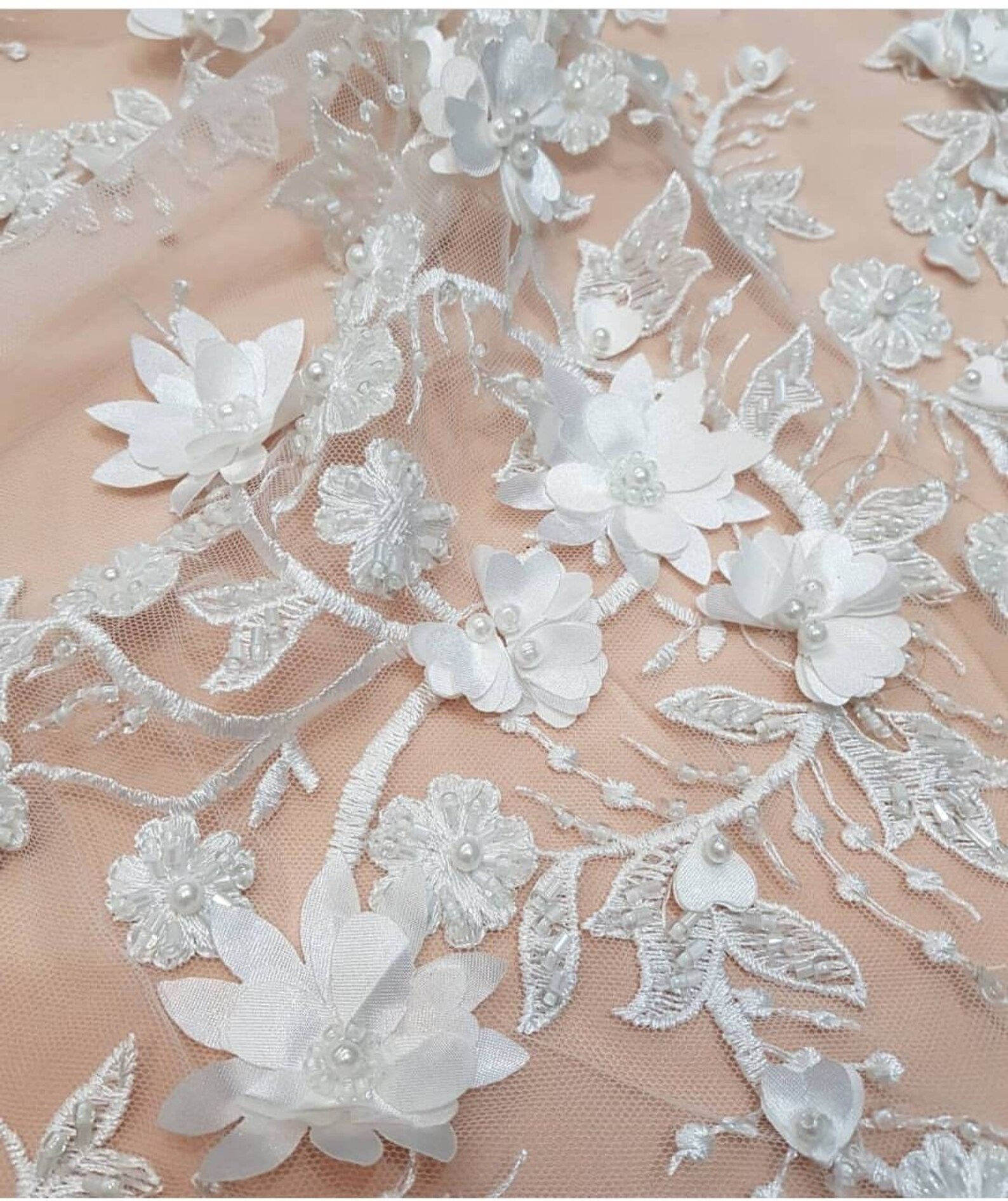 Off White Wedding Fabric Lace off White Bridal Lace Tulle Embroidered ...