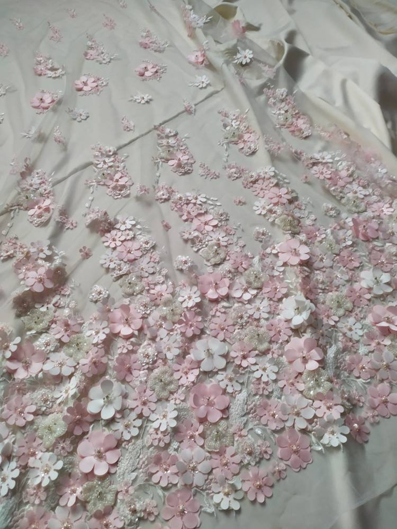 3d Lace Fabric 3d Embroidery Lace Top Quality 3d Flower Lace | Etsy