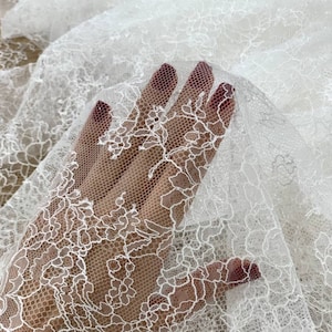 Ivory Chantilly Lace Fabric Ivory Wedding Lace Fabric French Lace Lace ...