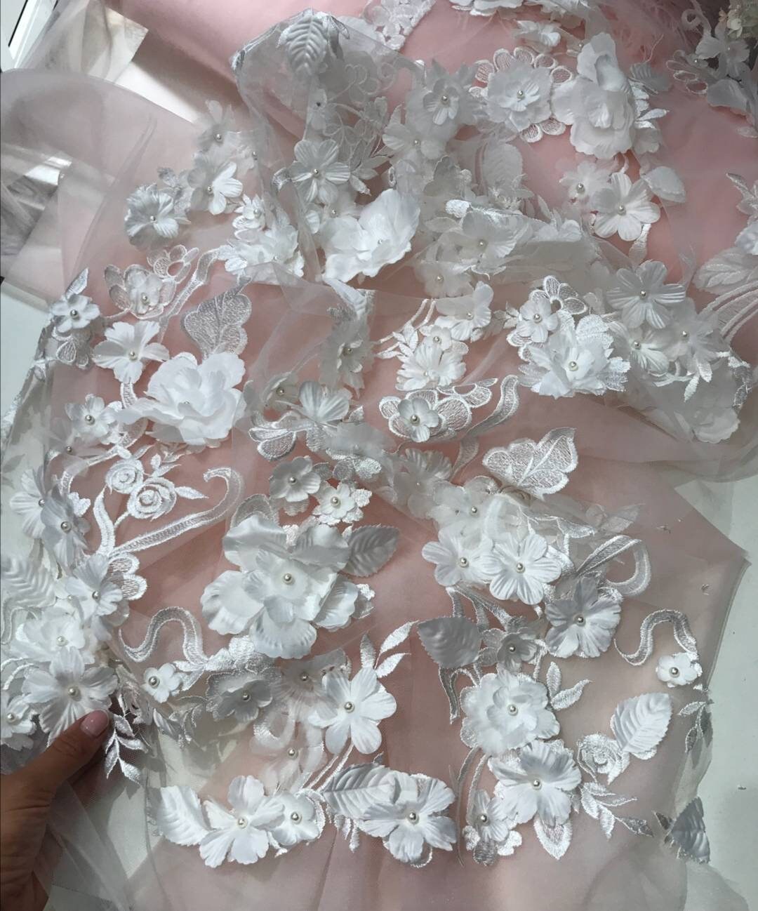 Pink Lace 3D Lace 3d pink Fabric bridal lace floral Pink 3D | Etsy