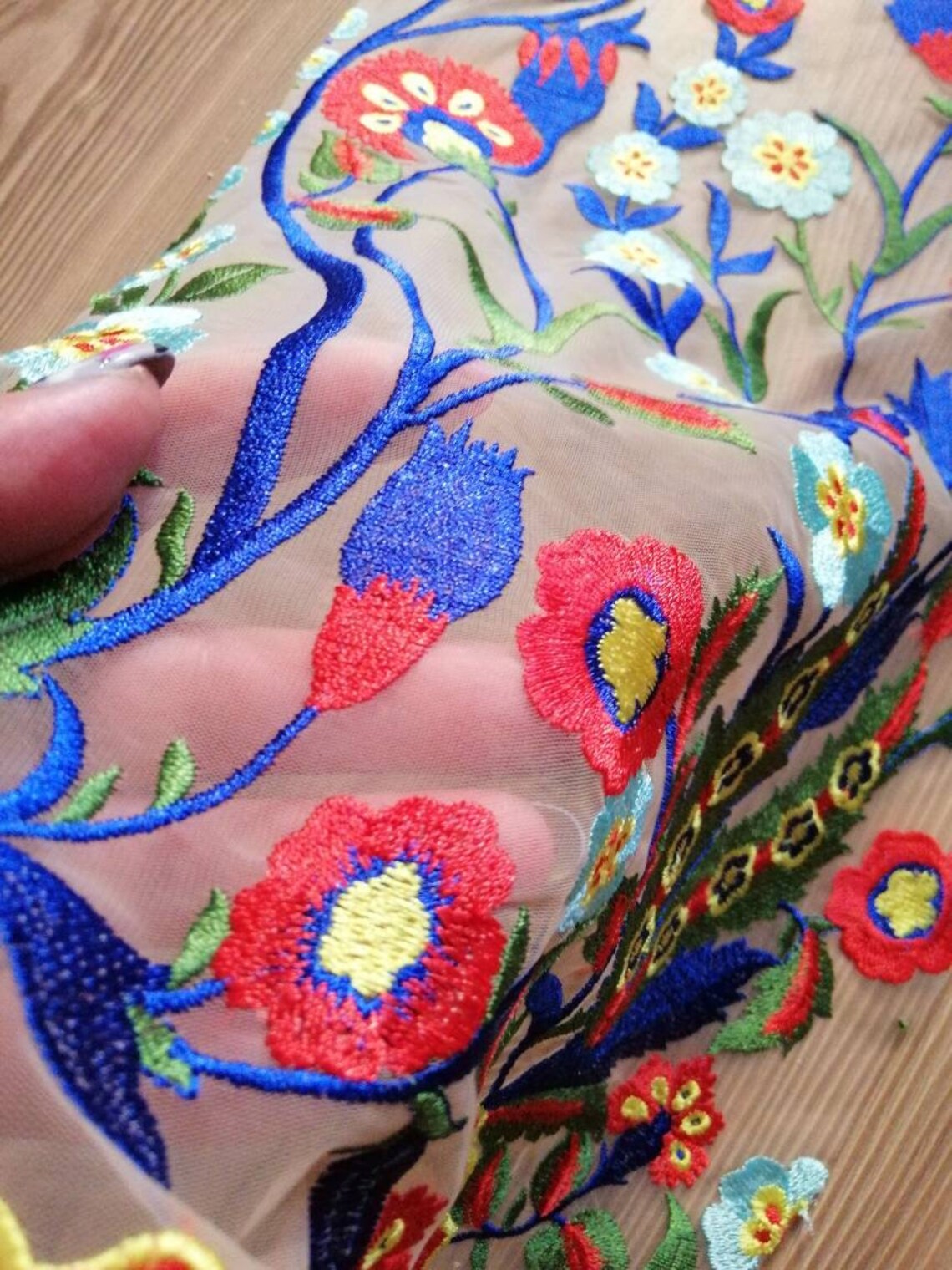 Embroidery Flowers on the Tulle Embroidery Fabric Lace Black ...