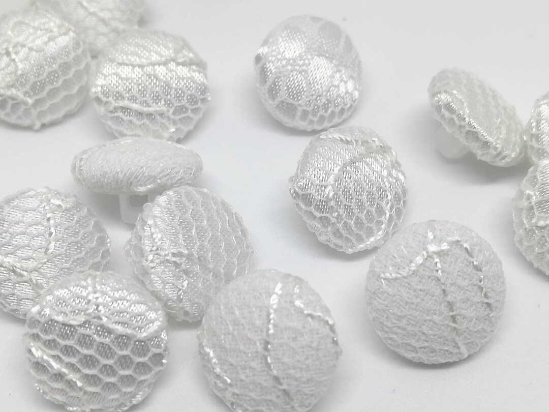 White Lace Satin Buttons, Satin Covered Buttons, Wedding Buttons, White ...