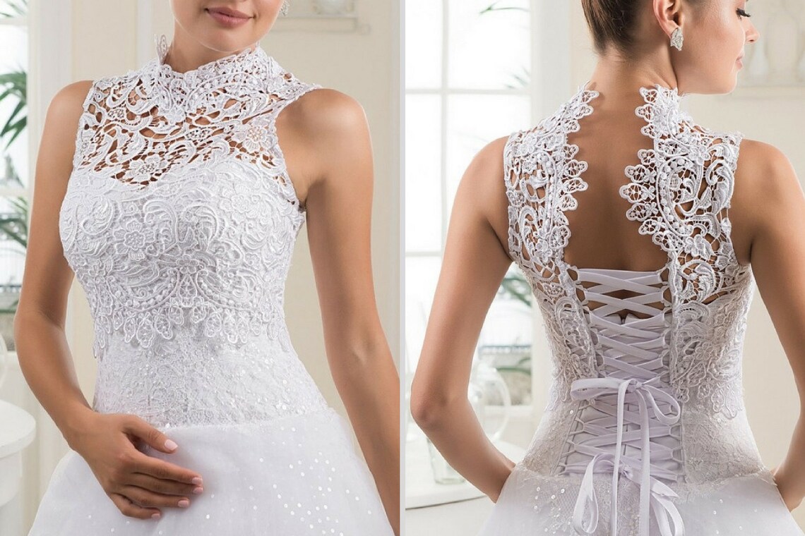 Ivory Wedding Sleeveless Lace Jacket Bridal Lace Guipure | Etsy