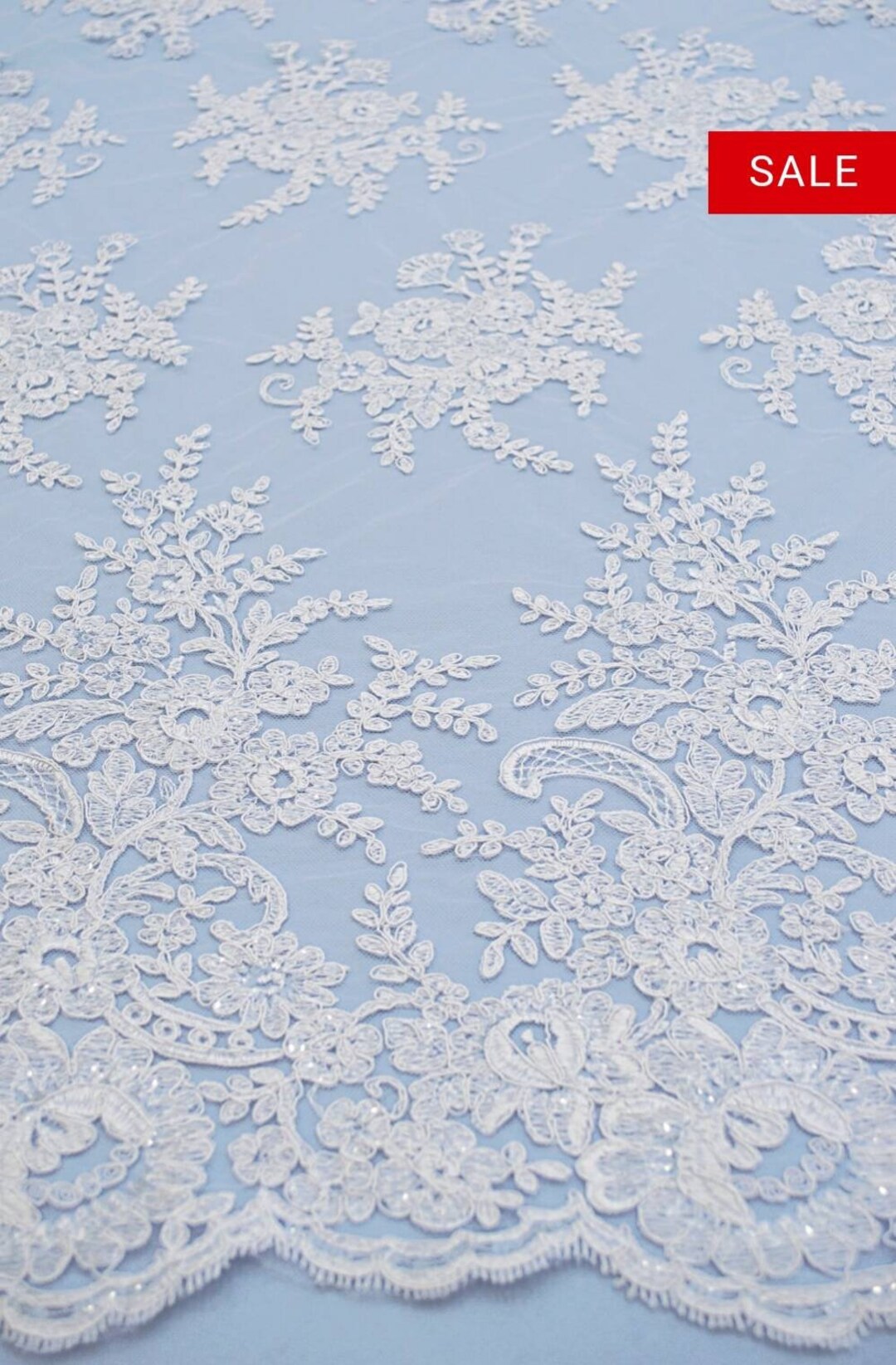 White Sequins Corded Lace Fabric White Lace Fabric Wedding White Lace ...