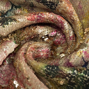 Floral Gold Shiny Sequins Mermaid Fish Scales Embroider on a 2way ...