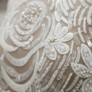 Ivory Embroidered Fabric by the Yard Ivory Wedding Fabric Lace ...