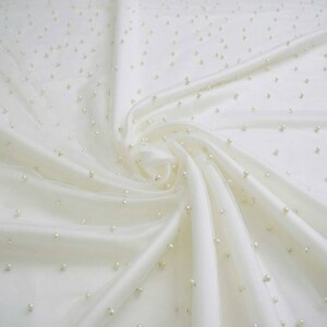 Discount 1 Meters Transparent, White Matte Mesh Fabric Embroidered With ...