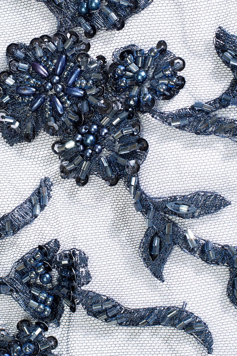 1 Yard Navy Blue 3d Lace Navy Embroidery Fabric Blue Lace - Etsy