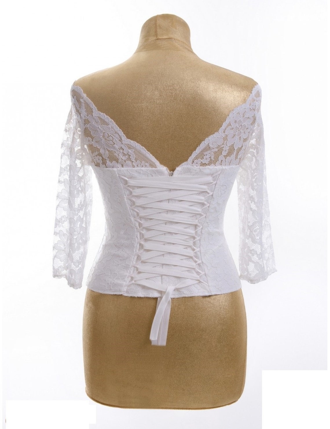 Wedding Corset Lace Corset Wedding Dresses With 3/4 Sleeves - Etsy